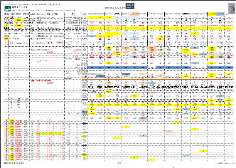WIN5 2025年10月25日（土曜）: エクセルVBAで競馬予想