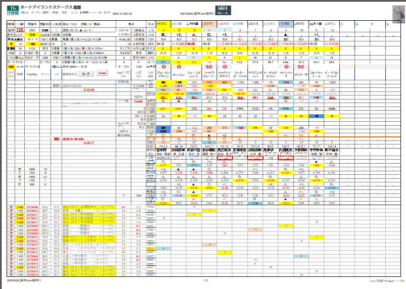 WIN5 2025年9月28日（日曜）: エクセルVBAで競馬予想